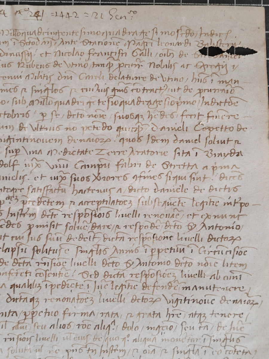 Medieval Charter. Manuscript on Parchment, January 21 1442. No 3 – That ...