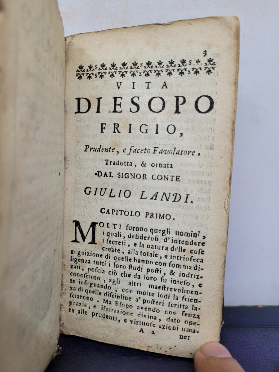 Vita di Esopo Frigio prudente e faceto favolatore, Circa 1680-1720 ...
