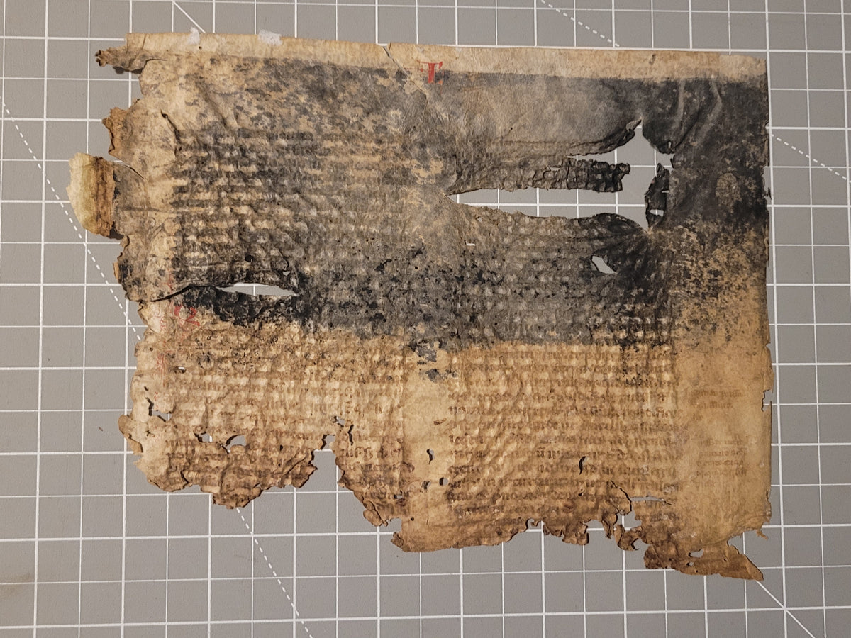 Leaf Fragment from a Biblical Manuscript, 14th Century. 27 Lines of Go ...