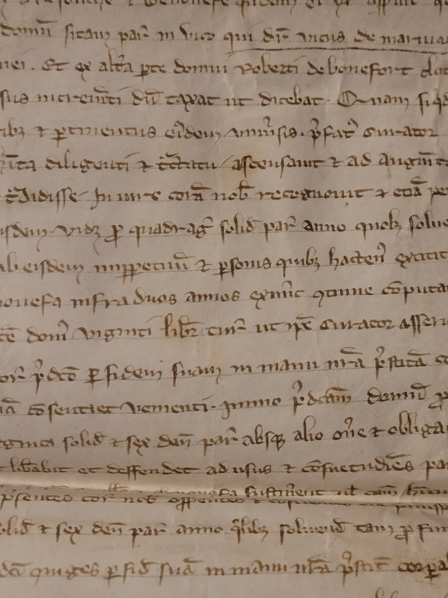 Medieval Charter. Manuscript on Parchment, 1303. The Receipt of an Ann ...