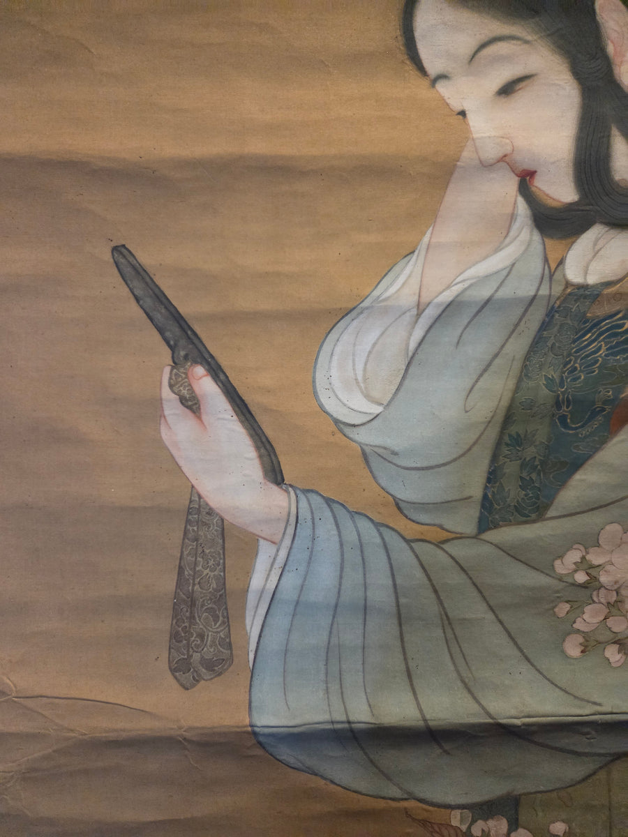A Beautiful Lady of China Under a Cherry Blossom Tree, Circa 1750-1850 ...